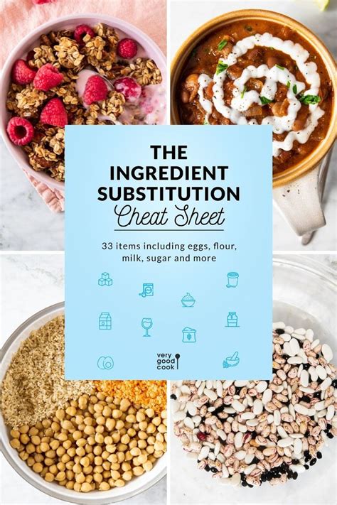 The Ingredient Substitution Cheat Sheet By Very Good Cook Fun Cooking