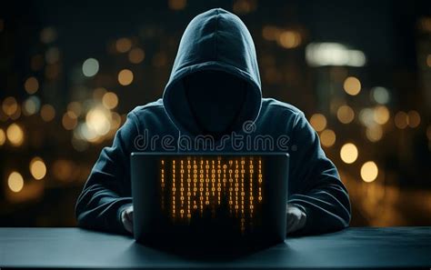 Anonymous Hacker Night City Binary Code Cybersecurity Stock