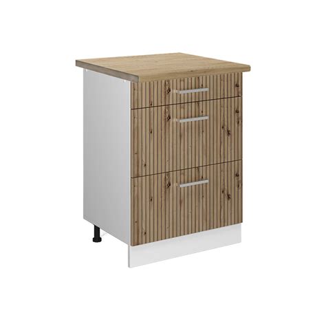 Vicco Kitchen Base Cabinet Artisan Oak 60 Cm With Drawers Wt Oak R