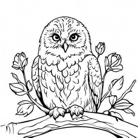 Premium Photo An Outline Owl Setting On The Branch