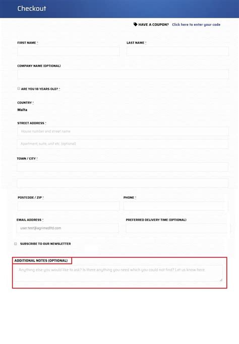 Additional Notes Section Agrimed Malta