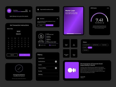 Premium Vector Dark Theme Smart Loan Design Elements Kit For Mobile App Ui Ux Gui Screens Seteps