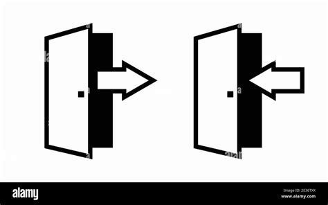 Vector Isolated Door And Arrow Icons Black And White Entry And Exit Icon Set Stock Vector Image