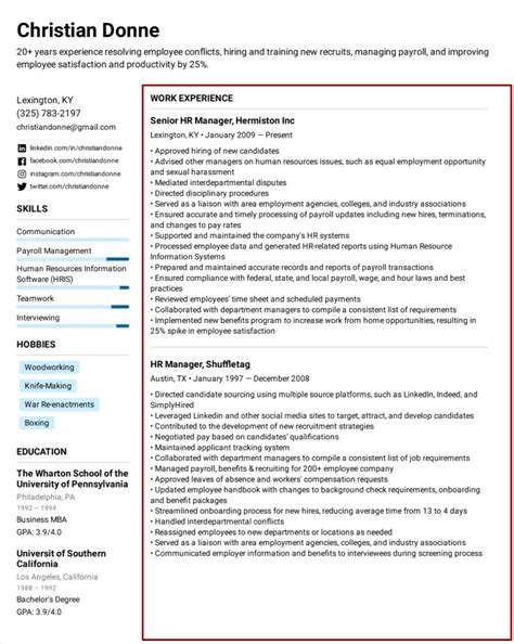 Hr Manager Resume Sample Artofit
