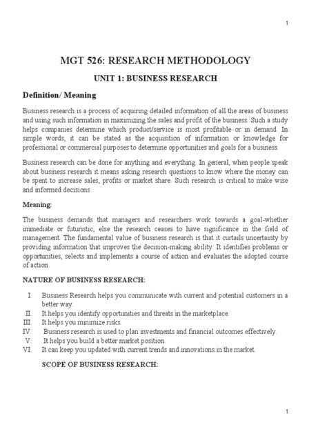 Mgt 526 Research Methodology Note Pdf Survey Methodology Experiment