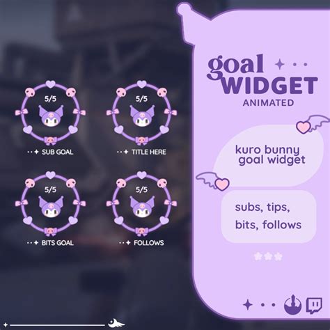 P2u Kuro Pink Purple Round Goal Widget Kawaii Bunny Kitty Cute Sweet