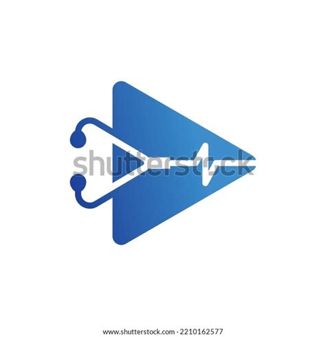 Stethoscope Logo Design Icon Play Streaming Stock Vector Royalty Free