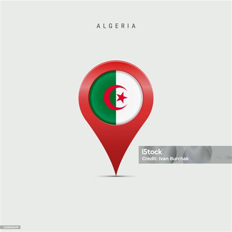 알제리의 국기와 눈물 방울지도 마커 벡터 일러스트레이션 3차원 형태에 대한 스톡 벡터 아트 및 기타 이미지 3차원 형태