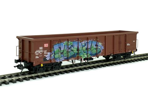 MEG Modellbahn Hochbordwagen Eanos DB Braun Graffiti