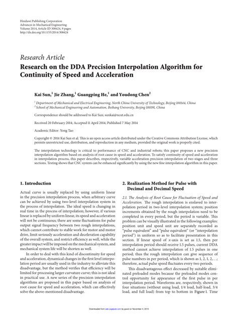 Pdf Research On The Dda Precision Interpolation Algorithm For