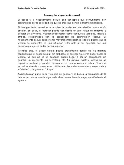 Acoso Y Hostigamiento Sexual Pdf