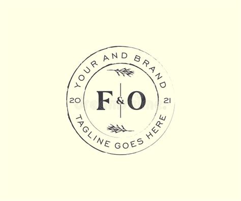 Initial Fo Letters Floral Frames Botanical Feminine Editable Premade Monoline Unique Decoration