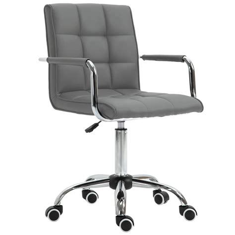 Vinsetto Mid Back PU Leather Home Office Desk Chair Swivel Computer Chair With Arm Wheels