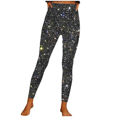 Wenyuyu Women Sequin Leggings Slim Fit High Waisted Stretchy Pants