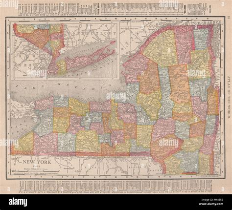 New York State Map Showing Counties Rand Mcnally 1912 Old Antique
