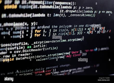 Source Code Lines On A Computer Screen Screen Pixels Can Be Seen Stock