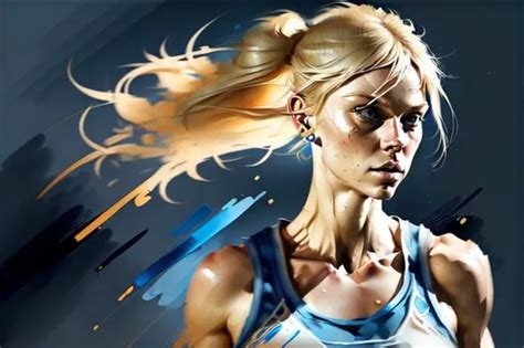 Blonde Girl Running Blue Eyes Pointed Ears Touchi