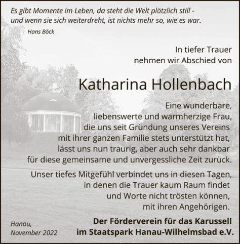 Traueranzeigen Von Katharina Hollenbach Trauerop Onlinede