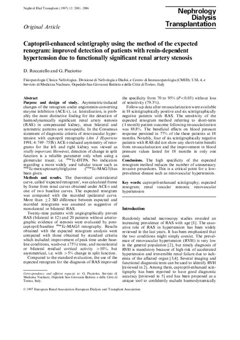 Pdf Captopril Enhanced Scintigraphy Using The Method Of The Expected