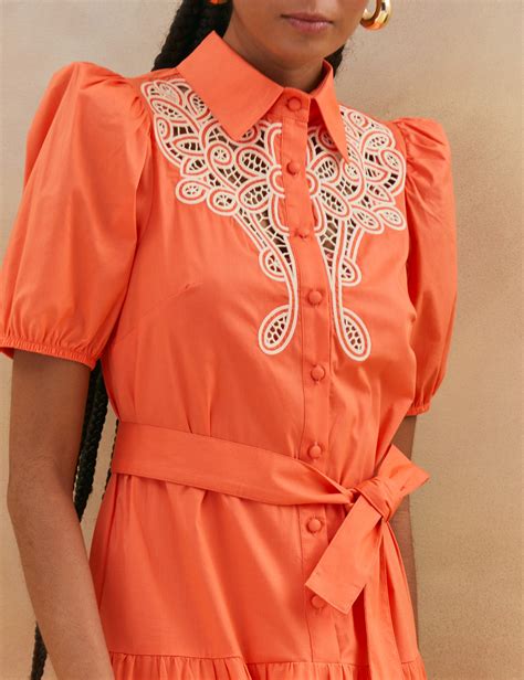 Vestido Cordão Bordado Antônia Laranja Delight Store
