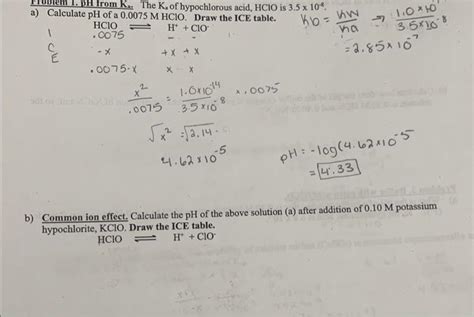 Solved B Common Ion Effect Calculate The PH Of The Above Chegg Com