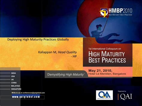 Pdf Cmmi High Maturity Best Practices Hmbp 2010 Deploying High Maturity Practices Globally By