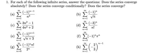 solved 1 for each of the following infinite series answer