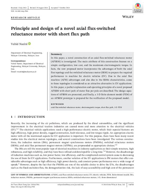 Pdf Principle And Design Of A Novel Axial Flux Switched Reluctance