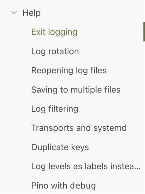 documentation help exit logging dead link · issue 1600 · pinojs pino · github