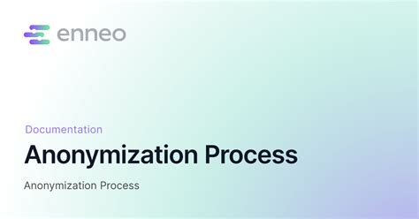 Anonymization Process Enneo Documentation
