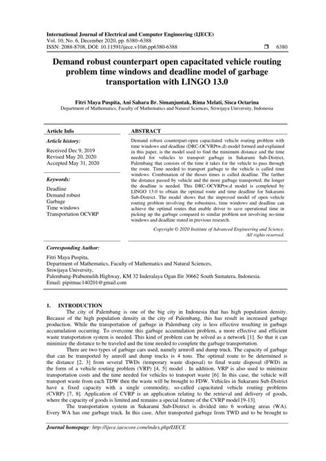 Pdf Demand Robust Counterpart Open Capacitated Vehicle Routing Problem Time Windows And