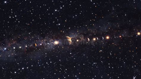 Stunning Lineup Of Planets In Space Aligned With Glowing Vibrant