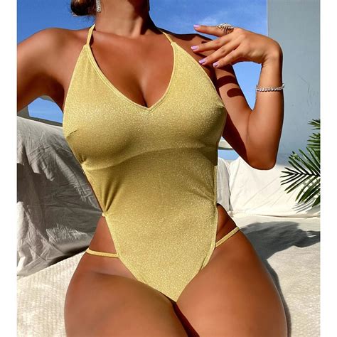 Extreme Mini Micro Thong One Piece Swimsuit Women Swimwear Female