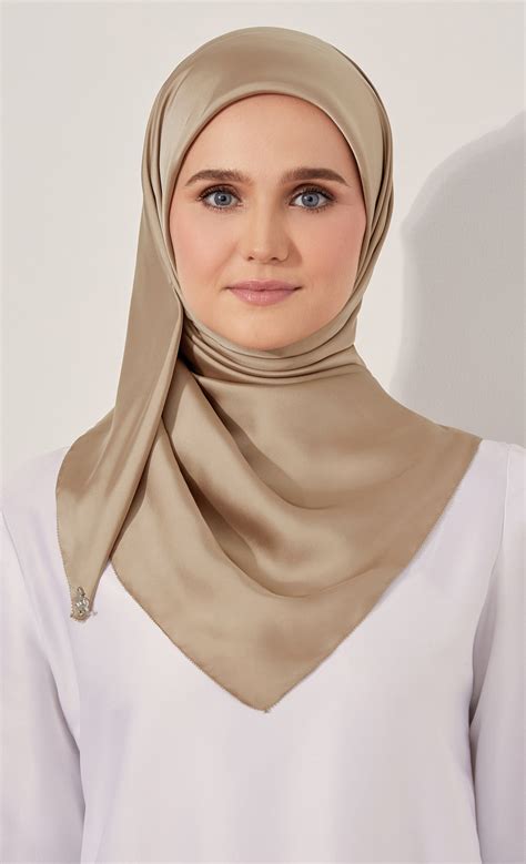 Satin Silk Square Scarf In Cocoa Wafer The Duck Group