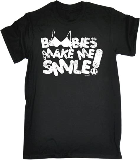 123t Mens Boobies Make Me Smile Loose Fit T Shirt Funny Novelty