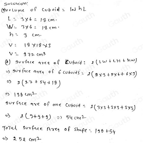 Solved The Diagram Shows A Cuboid Of Side 3 Cm A Find The Volume Of