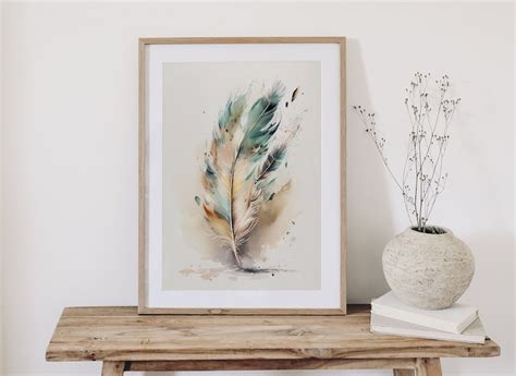 Original Feather Watercolor Painting Vibrant Wall Art For Etsy