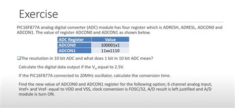 Solved Exercise Pic16f877a Analog Digital Converter Adc Module