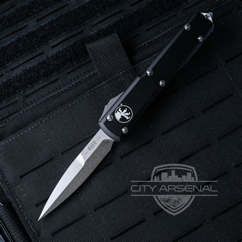 Microtech Ultratech Otf Auto Knife Stonewash Bayonet Blade Black