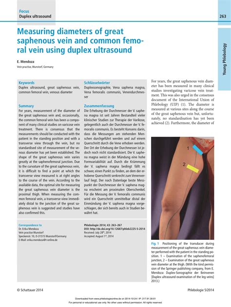 Pdf Measuring Diameters Of Great Saphenous Vein And Common Femoral