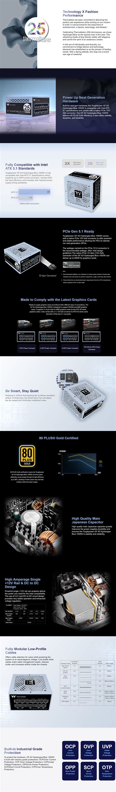 Thermaltake Toughpower GF A W Gold PCIe Gen Fully Modular ATX Power Supply PS TPD