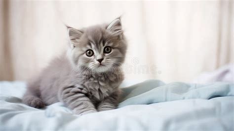 Cute Cat Lying At Home In A Room And Looking At The Camera Caring For