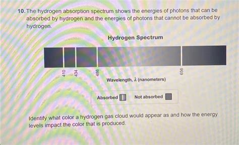 Solved 0 The Hydrogen Absorption Spectrum Shows The