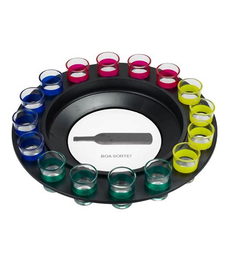 Jogo Roleta 16 Copos Shot Vidro 25ml Mp026 M