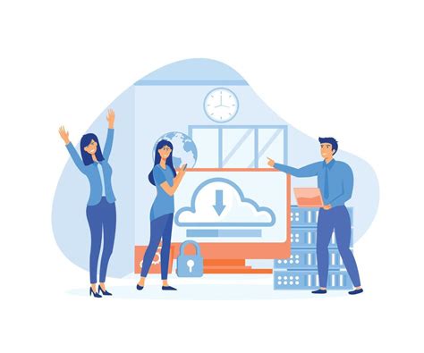 Cloud Computing Concept Business People Storing Data On Cloud Server