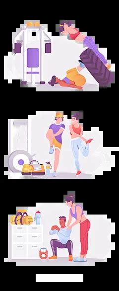 手绘健身房跳绳锻炼健美有氧无氧运动瘦身日常生活插图ai矢量设计illustrator素材模版【ai宇宙吧】 花瓣网