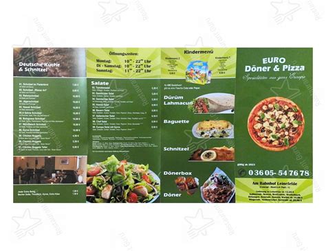 Speisekarte Von Euro Döner Pizza Leinefelde Worbis