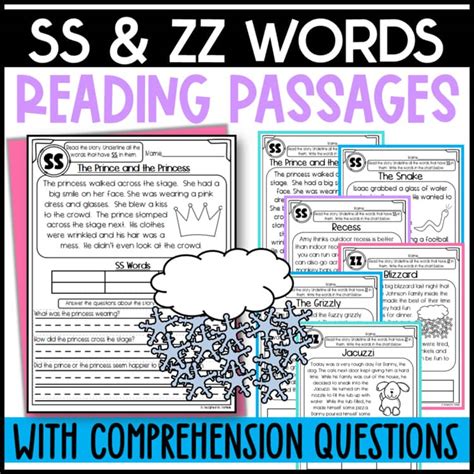 Double Letters Ss And Zz Reading Passages With Comprehension Questions