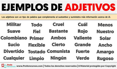 100 Ejemplos De Adjetivos Explicado Salam Selim