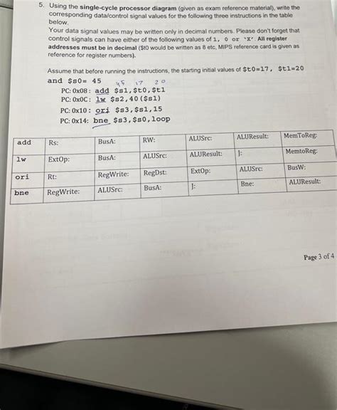 5 Using The Single Cycle Processor Diagram Given As